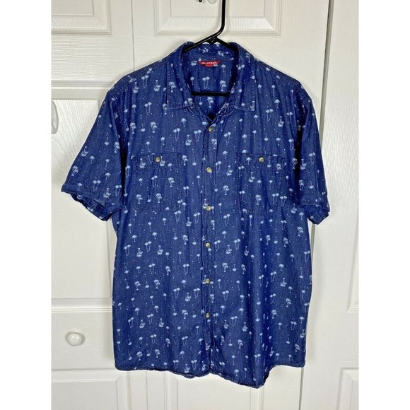 UNIONBAY | Shirts | Union Bay Palm Tree Print Cotton Short Sleeve Shirt ...